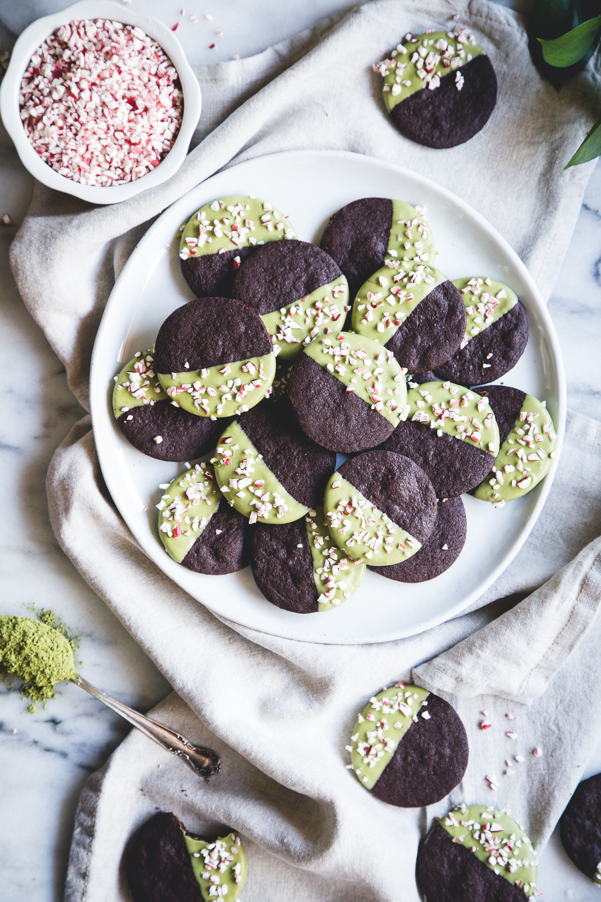Matcha-Dipped Dark Chocolate Wafer Cookies - Butterlust